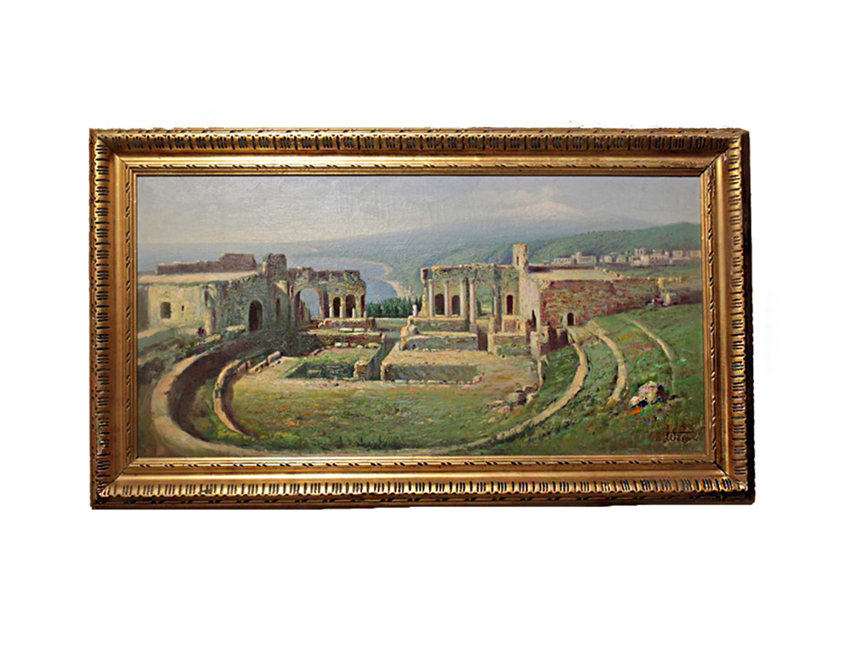 Vincenzo Udine - Veduta del Teatro greco di Taormina | Athena Antichità Vincenzo Udine - Veduta del Teatro greco di Taormina | Athena Antichità